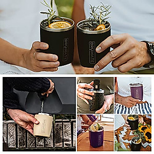 BrüMate Rocks - 12oz 100% Leak-Proof Insulated Lowball Cocktail & Whiskey Tumbler - Double Wall Vacuum Stainless Steel - Shatterproof - Camping & Travel Tumbler & Cocktail Glass (Walnut)