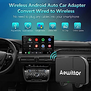 2023 Android Auto Wireless Adapter for OEM Factory Wired Android Auto Cars, Plug & Play Easy Setup Wireless Android Auto Dongle for Android Phones Converts Wired Android Auto to Wireless