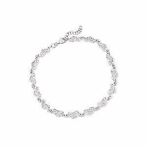 Ross-Simons Italian Sterling Silver Filigree Heart-Link Anklet. 9 inches