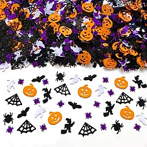 1100Pcs Halloween Confetti, Pumpkin Bat Witch Spider Confetti for Halloween Party Decorations,Metallic Foil Glitter Table Confetti Sprinkles