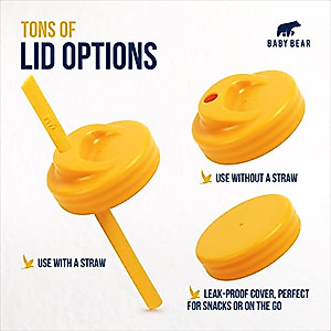 Baby Bear Products Kids Cups - Set of 4, 250ml Stainless Steel Mason Jar with Silicone Sleeves and Straws with Stoppers | Smoothie Cups | Spill Proof Toddler Sippy Cups