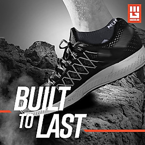 MudGear No Show Socks - Official Spartan Race Men's and Women's Socks for Running, Rucking, Racing, Hiking, Workout etc. - 2 Pack Athletic Moisture Wicking Cushioned No Show Socks (Black/Gray, Large)