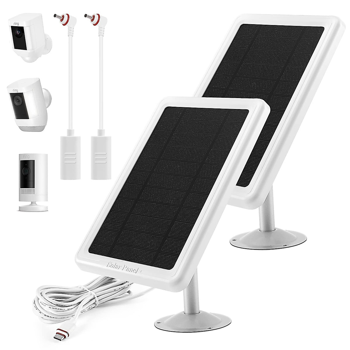 Solar Panel for Ring Camera, Power Supply for Ring Spotlight Camera Battery, Ring Stick Up Camera, Ring Solar Battery Charger, 13ft Charger Cable (2PACK)