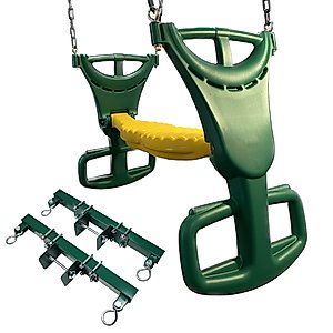 Safe Kidz Glider Swing Set: Complete Kit Combines Back-to-Back Double Swing, Adjustable 18-Inch Swing Set Brackets & Plastic-Coated Steel Swing Chains, Includes Hardware & Full Instructions