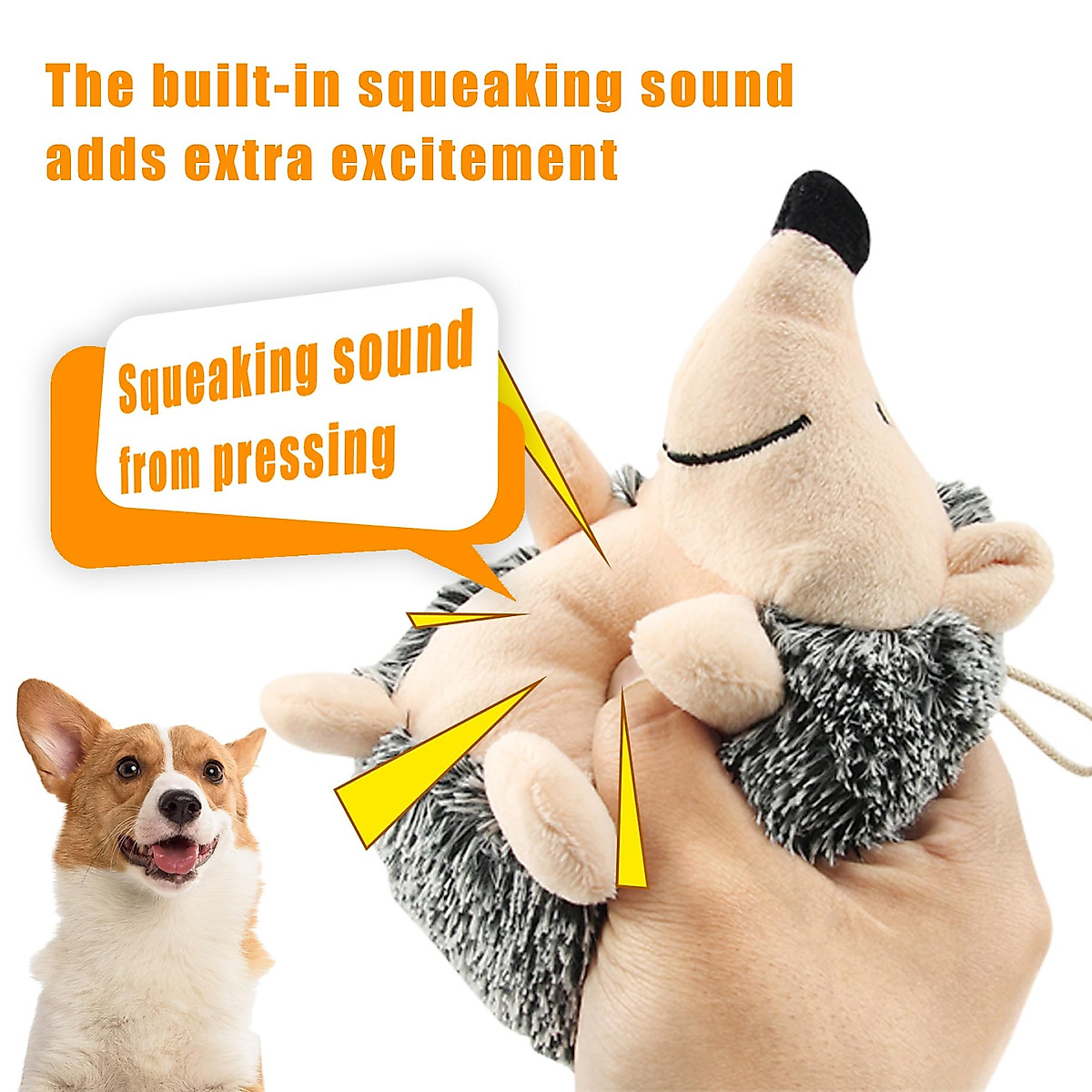 Pesoncarl Indestructible Dog Toy,Tough Dog Toys, Hedgehog Dog Toy 2PCS Hedgehog Squeaky Dog Toys, Built-in Squeaker Plush Interactive Dog Toys for Boredom Chew Toys Black and Brown