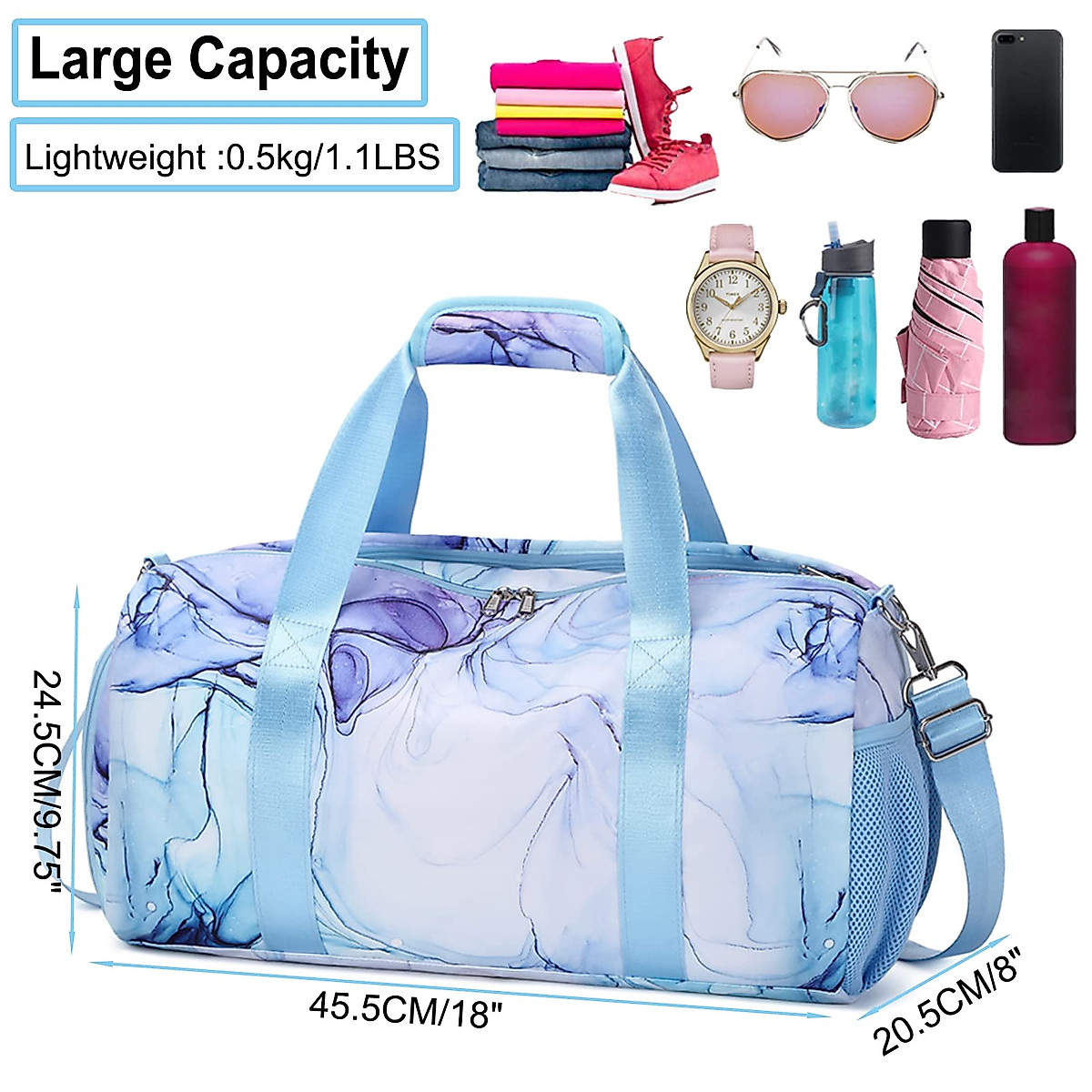 Sports Duffel for Girls Dance Bag Teen Duffle Bag Girls Weekender Bag Teen Gym Bag Travel Ballet Bag with Shoe Compartments