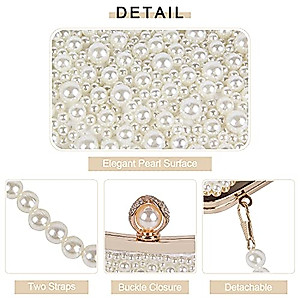 Oweisong Pearl Clutch Purses for Women Crystal Tote Handbag Vintage Evening Clutch Bag for Wedding Cocktail Bride