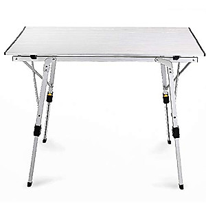 LIRUXUN Outdoor Folding Table and Chair Camping Aluminum Picnic Table Waterproof and Durable Folding Table Desk