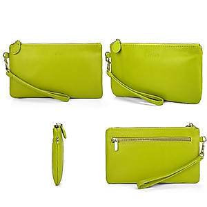 befen Yellow Women Genuine Leather Wristlet Clutch Wallet Purse Clutch Purses for Women - Lemon