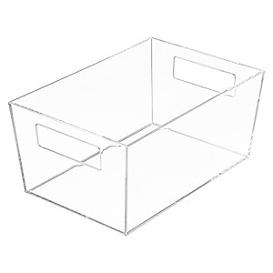 Richards Clear Plastic Storage Bins for Kitchen Cabinet, Pantry, Bathroom Organizer-Makeup Holder Closet Containers with Handles for Toys and Shoes. 8.97 x 6.02 x 4.09. Pack of 4