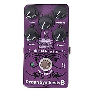 Aural Dream Organ Synthesis B Guitar Effect Pedal includes POP Jazz,Groovy&Funky,Jimmy Jazz and Funky Comping effects with Rotary Horn,Percussion and Chorus Modules,True bypass.