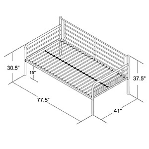 DHP Metal Daybed Frame, Twin Size Furniture, White