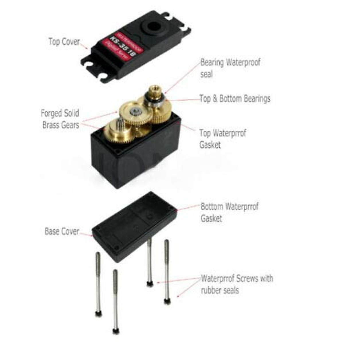 HeavenBird 20kg KS-3518 RC Digital Servo Large Torque Full Metal Gear Waterproof 180 Degree Control Angle for Car Crawler Robot Toys DIY Model