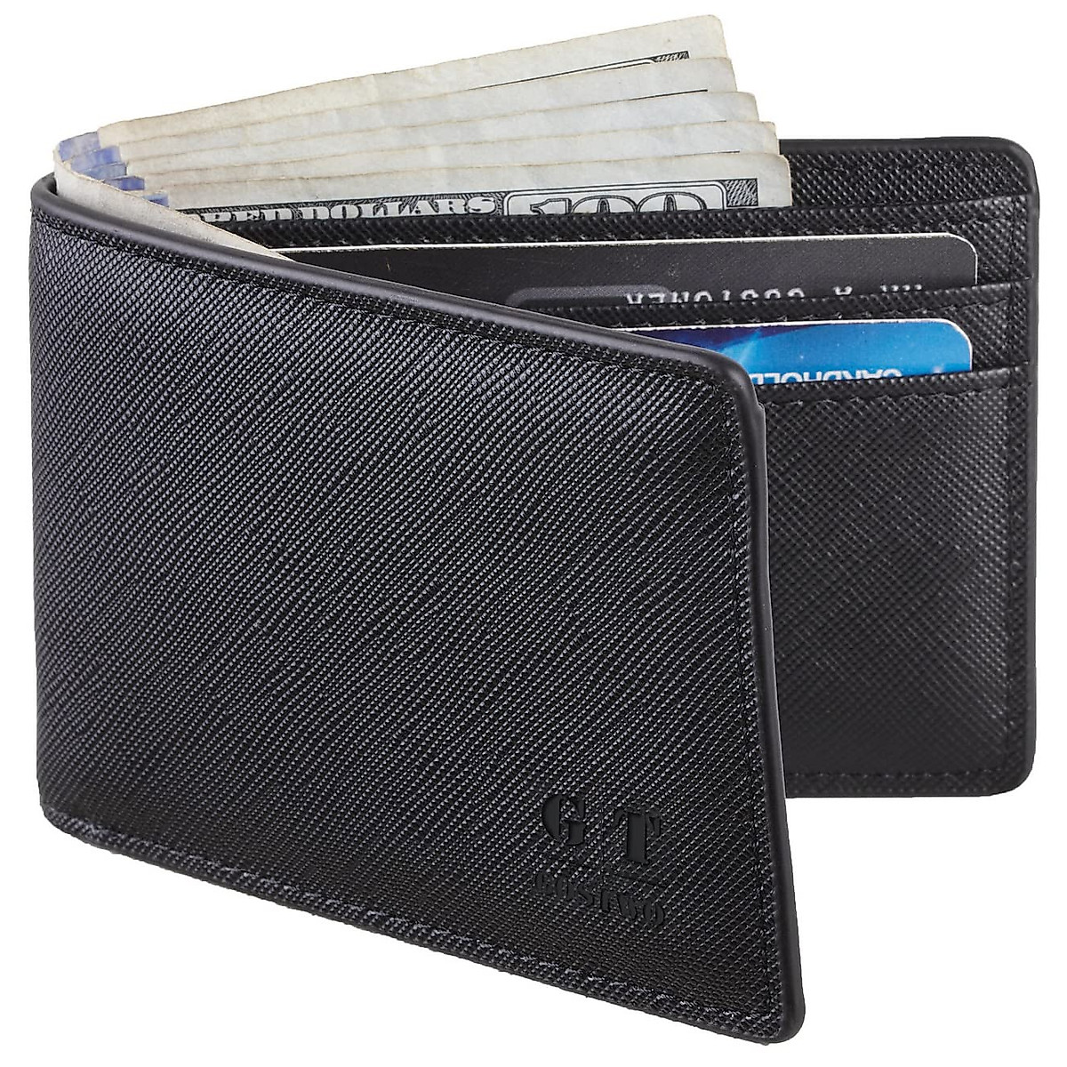 Gostwo Slim Wallet for Men Minimalist Leather ID Window Front Pocket Bifold Wallet