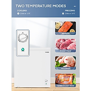 FOHERE 7.0 Cu.Ft Chest Freezer, Compact Deep Freezer with Three Removable Basket, Free Standing Top Open Door, Adjustable Temperature, For Kitchen Garage Office Bar, White