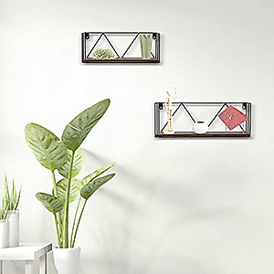Amazon Brand – Pinzon 2 Pack Rustic Wooden Floating Shelves, Wall Mount Storage Shelf for Bathroom Bedroom Office Kitchen (Set of 2)