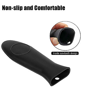 Emoly Silicone Hot Handle Holder, 3 Pack Pot Holders Cover Rubber Hot Resistant Non Slip Pot Holder Sleeves for Cast Iron Skillets Metal Frying Pans Aluminum Cookware Handles (Black)