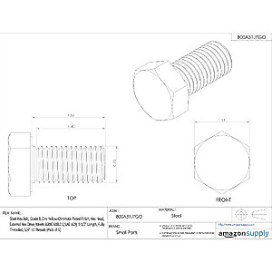 Steel Hex Bolt, Grade 8, Zinc Yellow-Chromate Plated Finish, Hex Head, External Hex Drive, Meets ASME B18.2.1/SAE J429, 1-1/2" Length, Fully Threaded, 3/4"-10 Threads (Pack of 5)