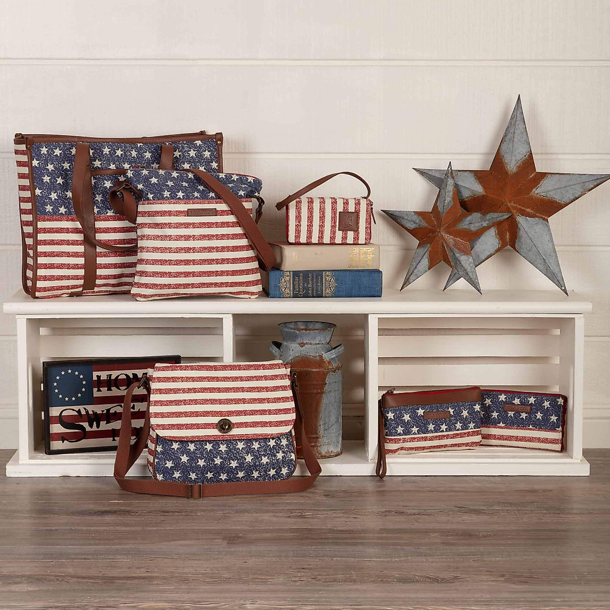 Bella Taylor American Dream Sleek Messenger Crossbody Purse Crossbody Bag; Red, Cream, and Navy