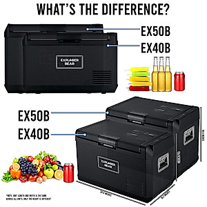 Explorer Bear 12 Volt Refrigerator 12V Car Fridge 40L/42.3Qt 12/24V DC 110-240V AC Portable Freezer Compressor Cooler 0℉-50℉ 3-Year Warranty For Truck Van RV SUV Boat Trailer Travel Road Trips Camping