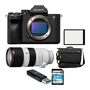 Sony Alpha 7 IV Full-Frame Mirrorless Interchangeable Lens Camera (Body) Bundle with Sony FE 70-200mm f/2.8 GM OSS Lens with Bag, Screen Protector, Memory Card, and Card Reader (6 Items)
