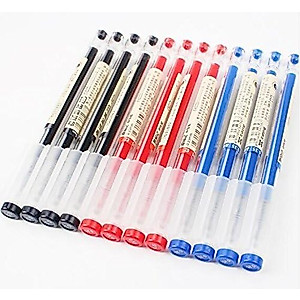Gel Ink Pen Extra fine point pens Ballpoint pen Liquid Ink Rollerball Pens 0.35mm Premium Quick Drying Pen for Japanese Office School Stationery Supply 12 Packs (4 Black 4 Blue 4 Red)