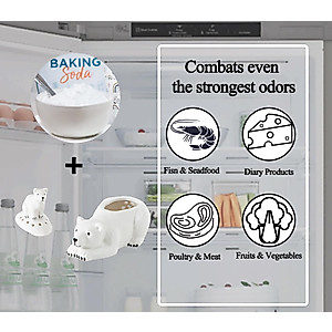 dgudgu Bear Baking Soda Container Ceramic Baking Soda Holder For Fridge Cute Kitchen Gadgets Baking Soda Fridge Holder For Eliminating Fridge And Freezer Odor