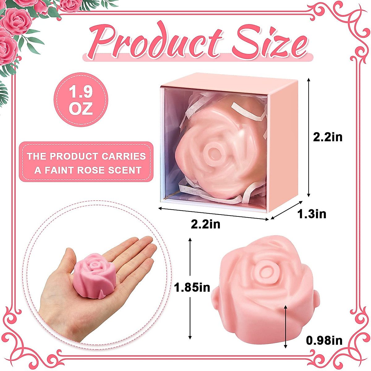 Loopeer 24 Pcs Rose Soap Favors Mini Soaps Bridal Shower Favors Wedding Favors for Guests Baby Shower Decorations Bridal Shower Favors, Beige White, Pink, Rose Red