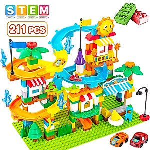 philbaby Castle Building Block for Girl Boy 2-5 Age 211 Pcs Compatible Classic Kids Large Blocks Toddler Building Blocks with 2 Race Car for Kids Birthday Gift Age 4-8 (Orange)