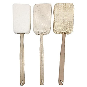 2 Natural Sisal Fiber Back Brush Loofah Scrubber Spa Shower Sponge Long Handle