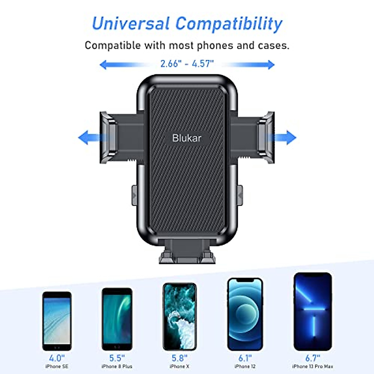 Blukar Car Phone Holder, Air Vent Car Phone Mount Cradle with One Button Release Function and Hook Clip - 360° Rotation Super Stable Car Phone Holder Compatible with All 4.0 to 6.7 inches Phones