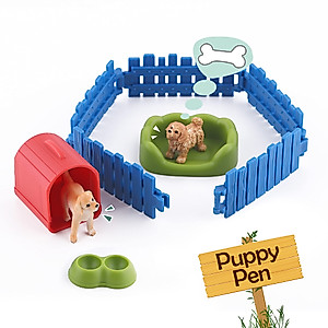iPlay, iLearn Kids Farm Animal Barn House Toy, Girl Horse Stable Figurine Fence Playset, Country World Farmhouses, Barnyard Chicken Coop Rabbit Puppy Figure, Birthday Gift Age 3 4 5 7 8 6-12 Boy Child