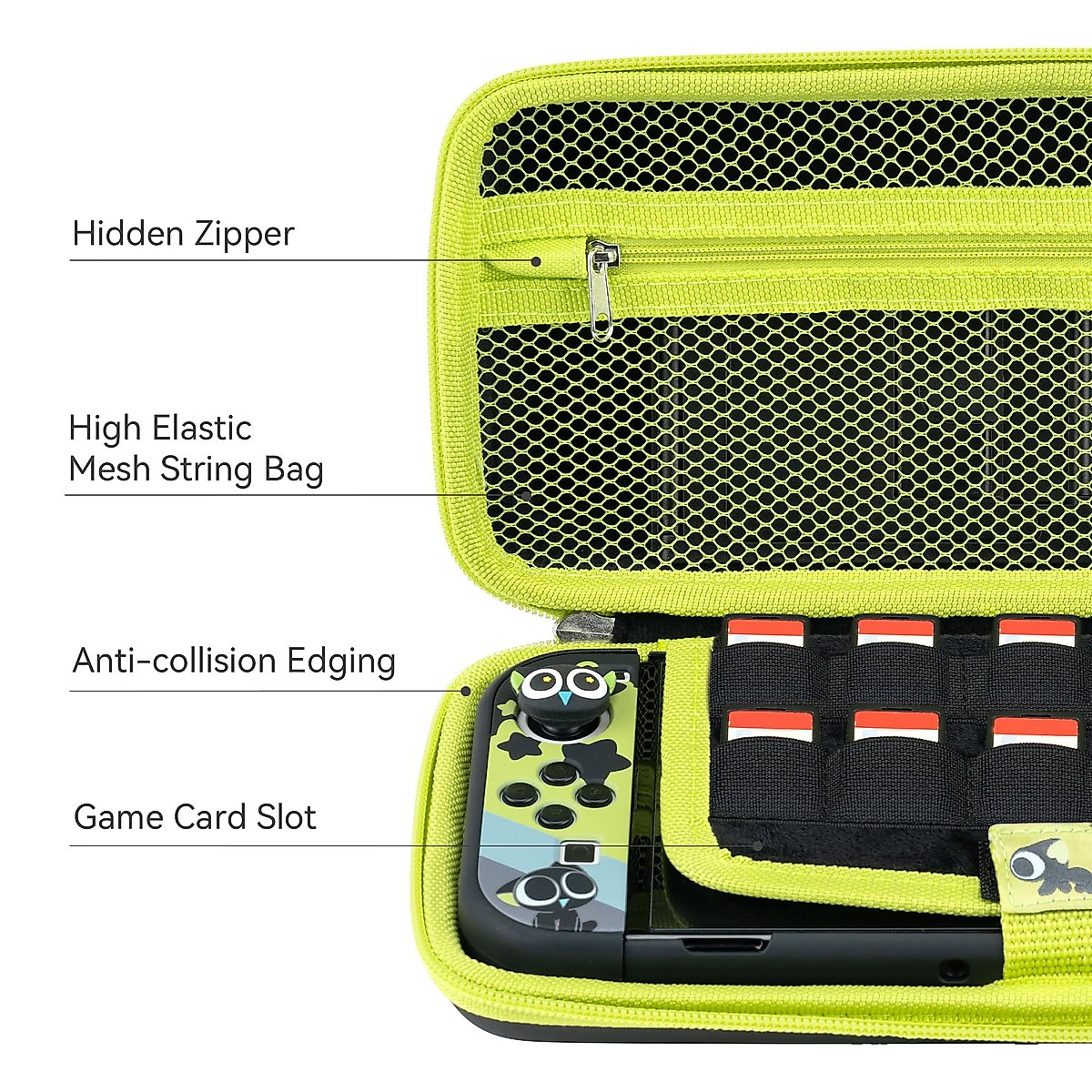 GeekShare Carry Case Compatible with Switch/Switch OLED Large Capacity PU Hardshell Travel Carrying Case fit Switch Console & Game Accessories - Luo Xiaohei