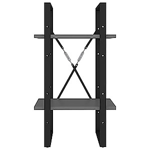 SLGSDMJ Industrial Style Open Office Bookshelf, Ladder Bookshelf, Shelving Unit, Closet Organizer, Multipurpose Storage Cabinet,2-Tier Book Cabinet Gray 15.7"x11.8"x27.6" Chipboard