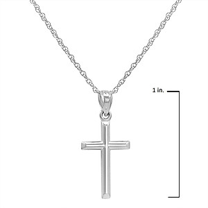 Amanda Rose Collection14k White Gold Petite Cross Pendant Necklace on an 18 inch chain