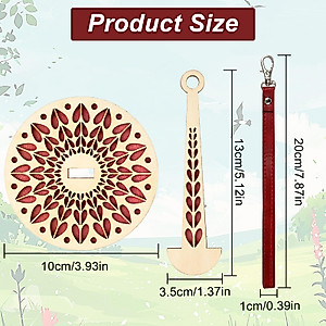 LLMSIX Portable Yarn Holder, Crochet Yarn Holder with Leather Wrist Strap Wooden Yarn Ball Holder Storage Knitting Accessories for Knitting Crocheting Craft Lover (Red Love)