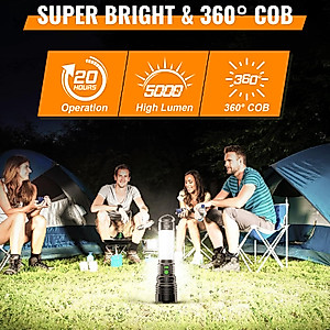 LED Rechargeable Flashlight 100000 High Lumens with Camping Lanterns - 2000 Meters Long Beam Super Bright LED Flashlight, Waterproof Camping Tent Lights 5 Modes, Zoomable Camping Flashlight Lantern