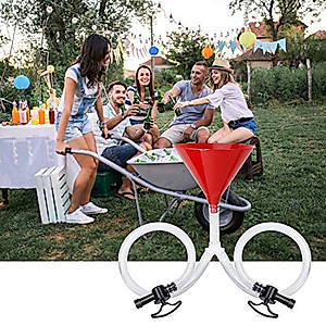 Farielyn-X Beer Bong Funnel with Valve - Newest Valve Design Extra Long 2.5 feet (30 inch) Kink Free Tube & Leakproof Easy Valve Premium Funnel for Beer Drinking Games, College Parties(Double Header)