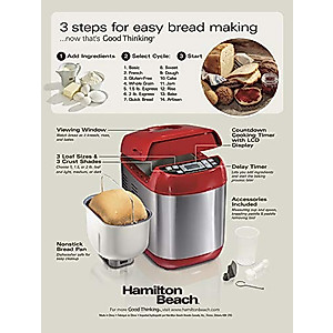 Hamilton Beach Artisan Dough & Bread Maker Home Good - Red
