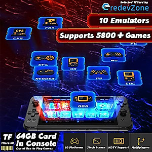 X70 Handheld Game Console 7.0 inch Pro Retro Games Consoles Classic Video Games Pad Style Preinstalled System Built-in Rechargeable Battery Gaming Consoles 64GB