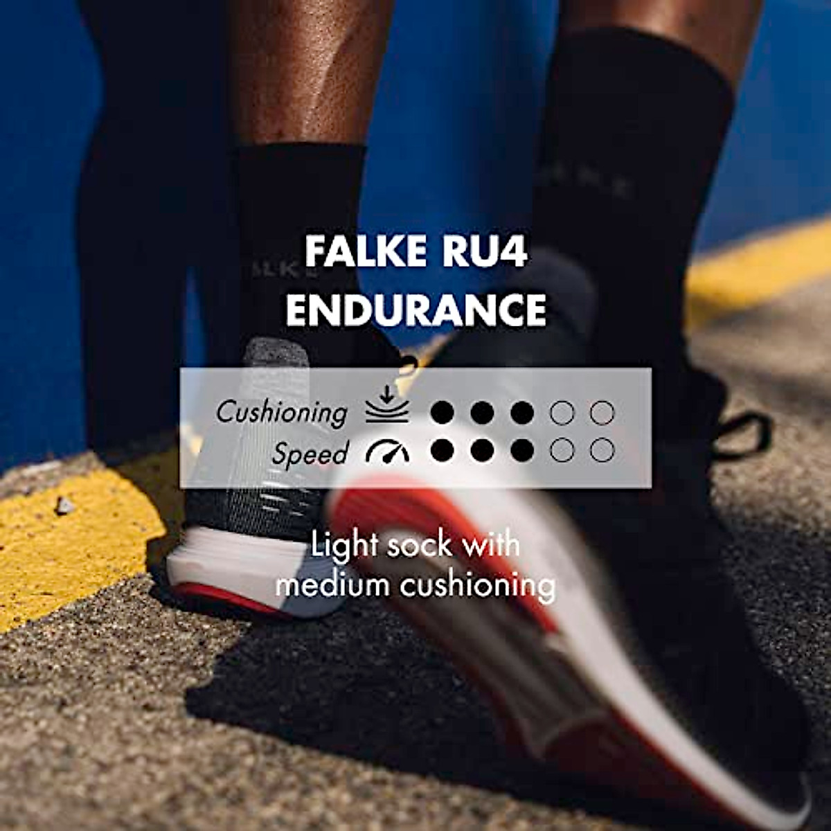 FALKE Men's RU4 Endurance Running Socks, Mid Calf, Medium Cushion, Athletic, Breathable Quick Dry, Organic Cotton, White (White-Mix 2020), 10.5-11.5, 1 Pair