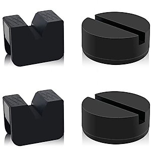 HXXF 2 Types Jack Stand Pads Adapter 4 Ton Universal Rubber Slotted Frame Rail Pinch welds Protector for Jack Stand (Black)