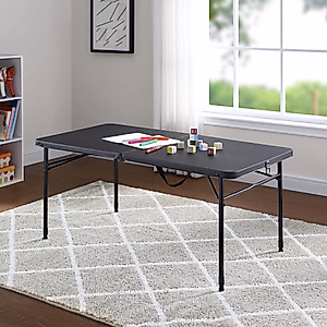 DOrame 4' Fold-in-Half Adjustable Table, Rich Black