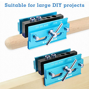 Kingson Self Centering Dowel Jig, Wood Doweling Hole Drill Guide Tool with Step Drill Guide Bushings Set, Woodworking Joints Tools for DIY Project