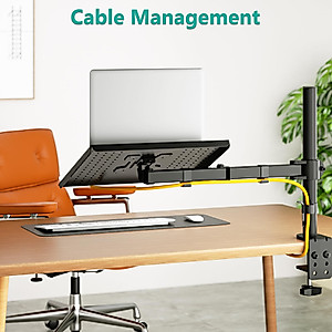 WALI Laptop Tray Desk Mount for 1 Laptop Notebook up to 17 inch, Fully Adjustable, 22 lbs Capacity with Vented Cooling Platform Stand (M00LP)