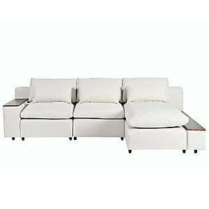 L-Shaped Modular Sectional Sofa with Removable Back Cushions, 3 Pillows and 2 Storage Spaces, Suitable for Living Rooms, Offices Apartments