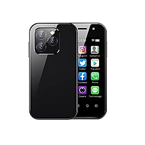Soyes XS14Pro Mini 4G Smartphone 3.0 Inch Quad Core Dual Sim Ultra Thin Unlocked Card Mobile Phone WiFi Bluetooth Hotspot Student Pocket Cellphone (Black 2GB RAM 16GB ROM)