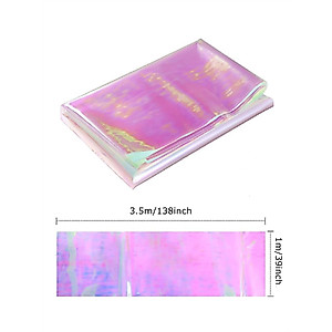 Outus Iridescent Cellophane Roll Iridescent Wrapping Paper Cellophane Wrap for Gift Baskets Iridescent Film Halloween Christmas DIY Wrapping Decoration Supplies (Pink,39 x 138 Inch)