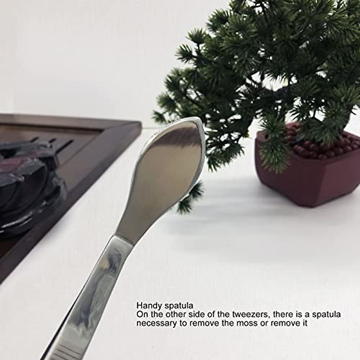 Bonsai Tweezers, Straight Tip Bonsai Spatula Tweezers Removing Moss Picking Up Sprigs Soil Loosening Tool Rustproof for Garden