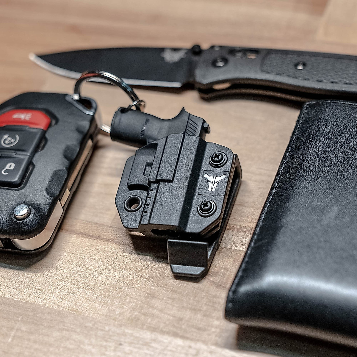 Mini Pistol Shaped Keychain with Holster and Belt Clip - 1911 Model - by Blade-Tech Holsters